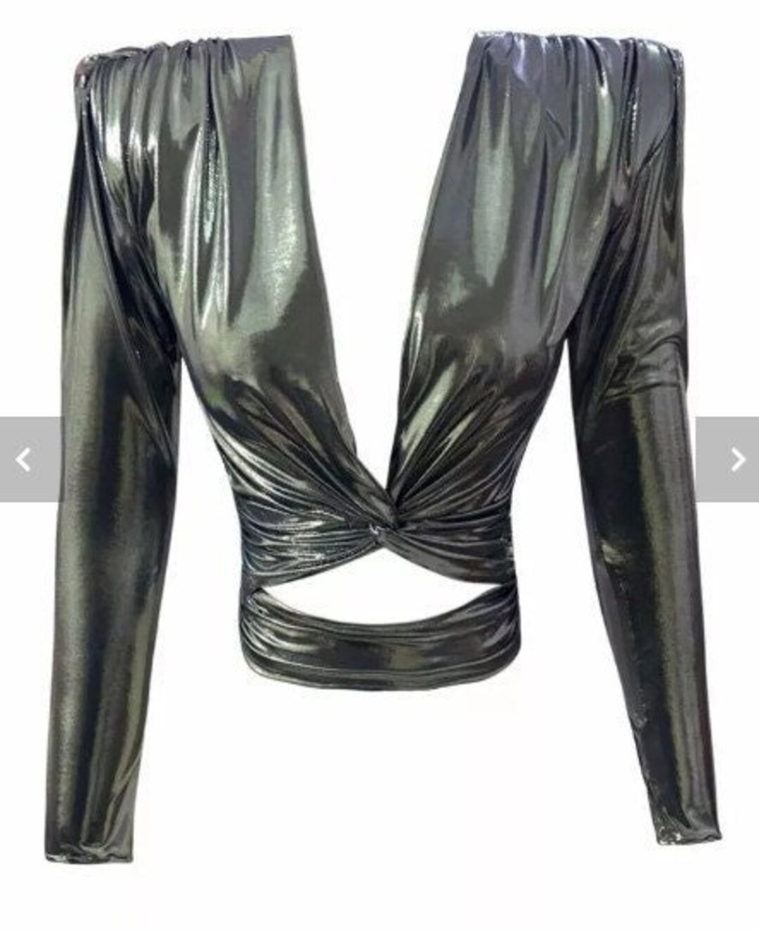 Metallic Woman Wrap Crop, Deep V Neck Sexy Crop, Rave Clothing, 70's ...