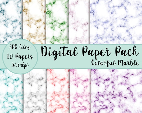 Colorful Marble Digital Paper Pack Pink Purple Blue Red Gold | Etsy