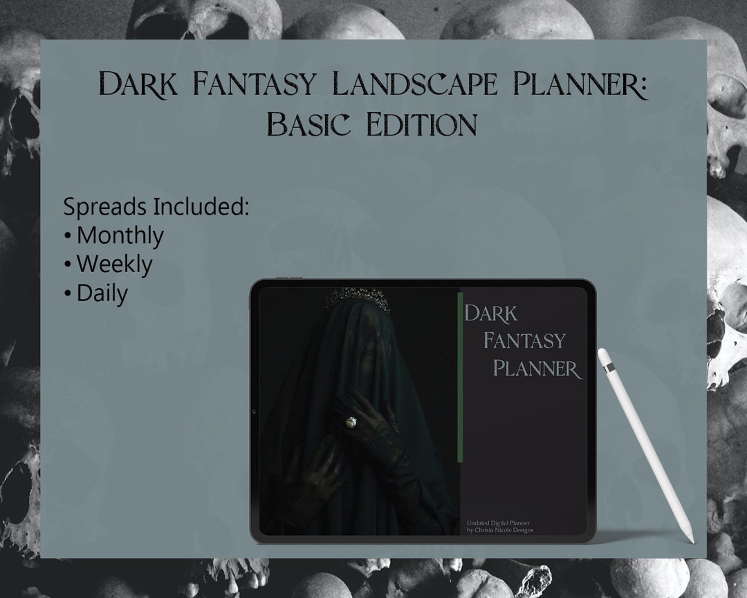 Dark Fantasy Landscape Digital Planner: Basic Edition. Undated Monday ...