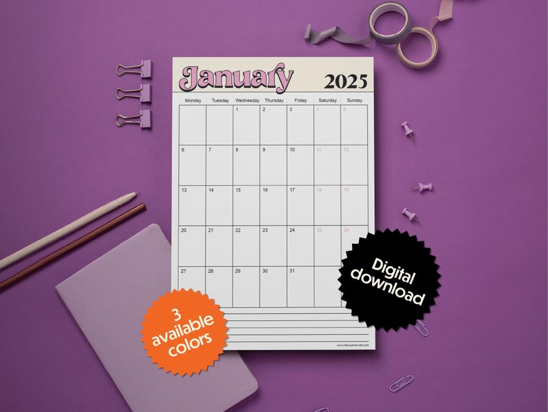 2025 Monthly Calendar Printable Download Portrait Calendar 2025 Planner ...