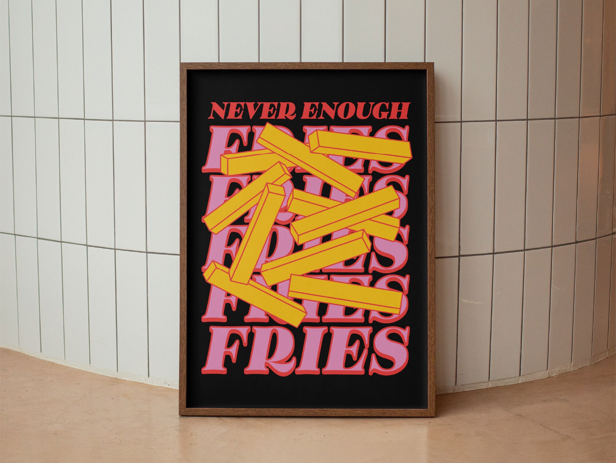 Retro French Fries Print for Kitchen Wall Art Downloadable Foodie ...