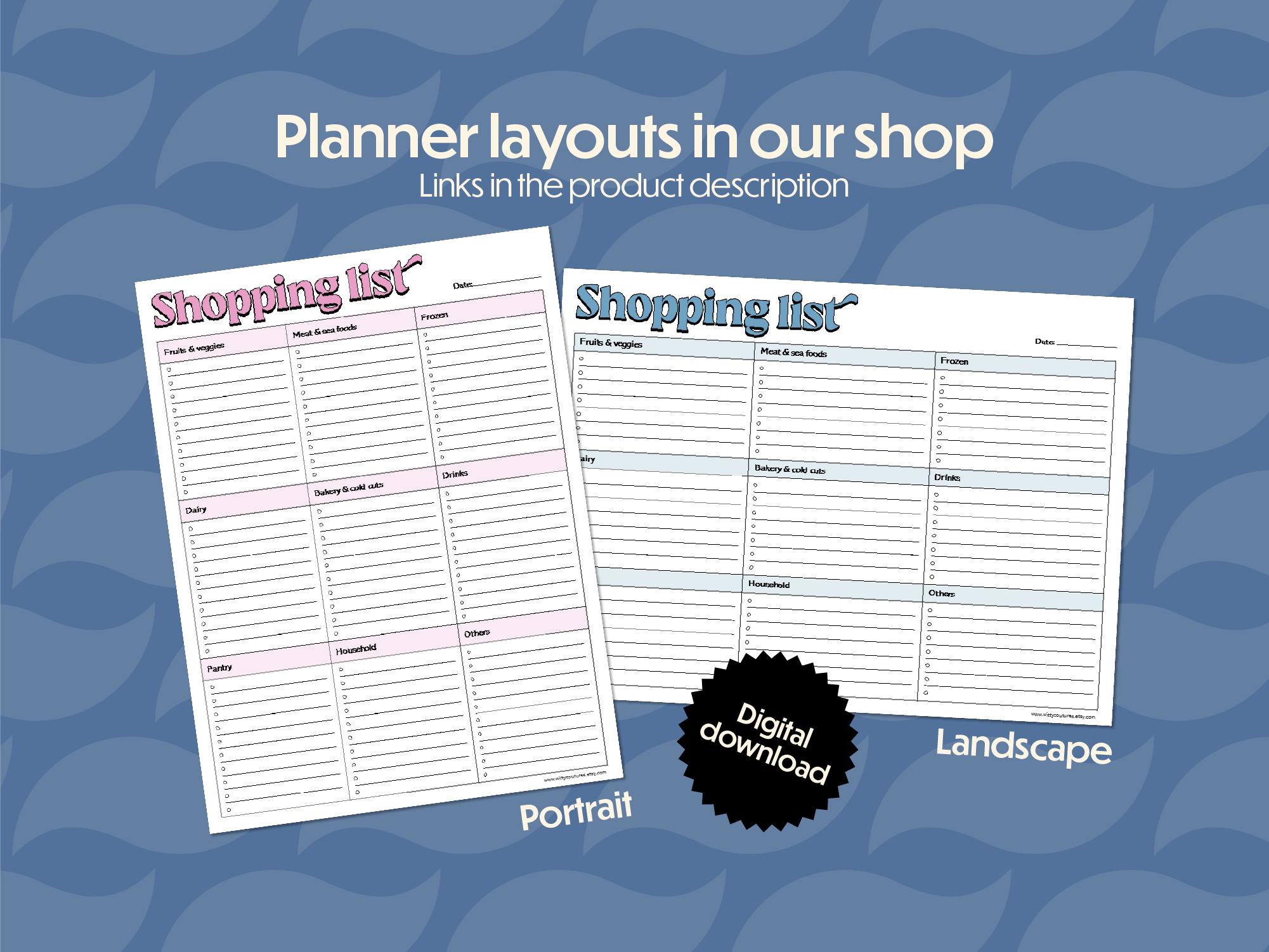 Weekly Grocery List Printable Template for Shopping List Template ...