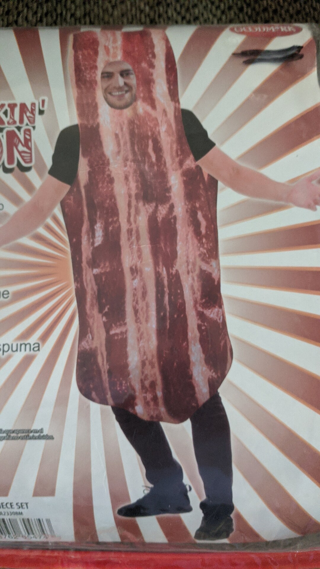 Adult BACON Slice Halloween Costume Food One Size Unique and Funny Men ...