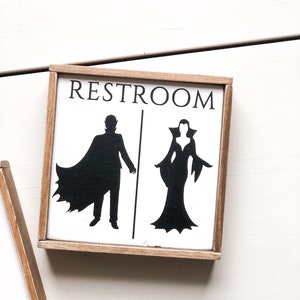 Halloween Decor, RESTROOM Sign, Horror, Farmhouse Sign, Rustic Wood ...