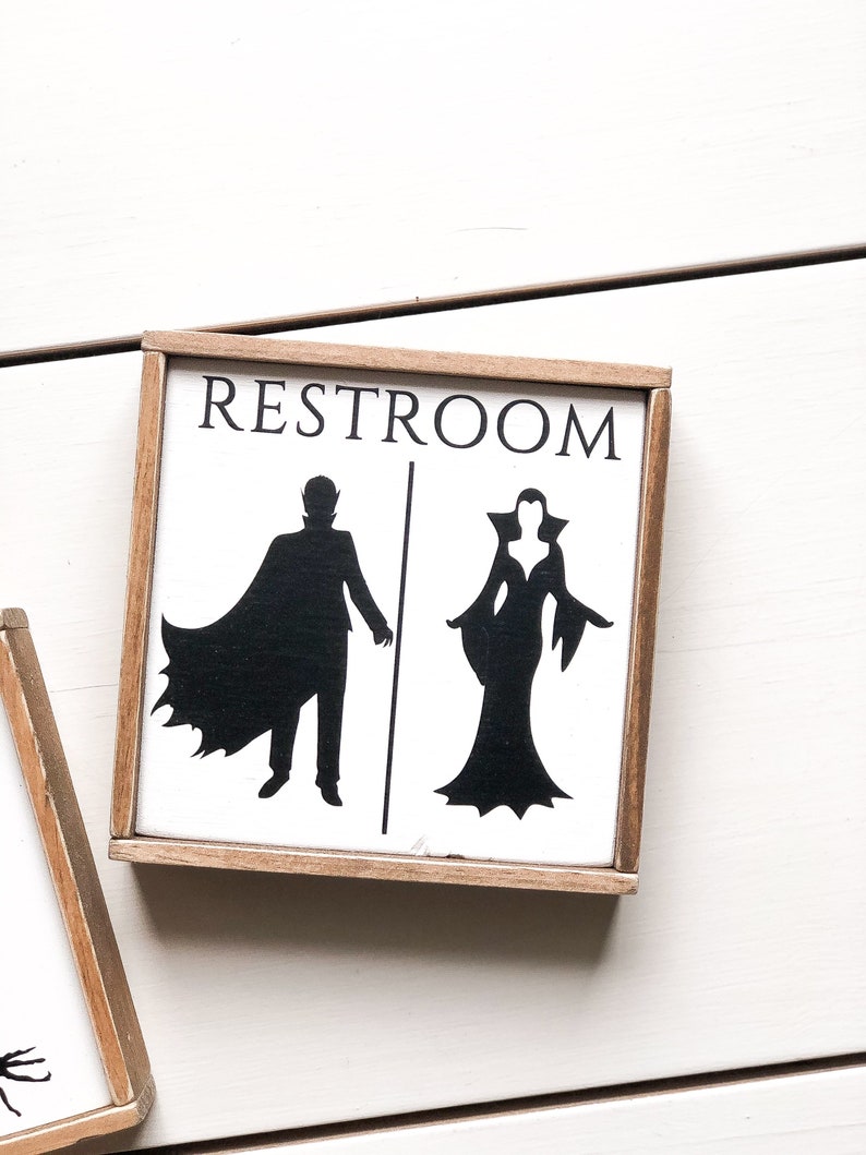 Halloween Decor RESTROOM Sign Horror Farmhouse Sign Rustic - Etsy