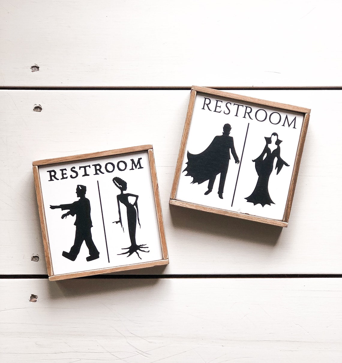 Halloween Decor, RESTROOM Sign, Horror, Farmhouse Sign, Rustic Wood ...