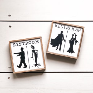 Halloween Decor, RESTROOM Sign, Horror, Farmhouse Sign, Rustic Wood ...