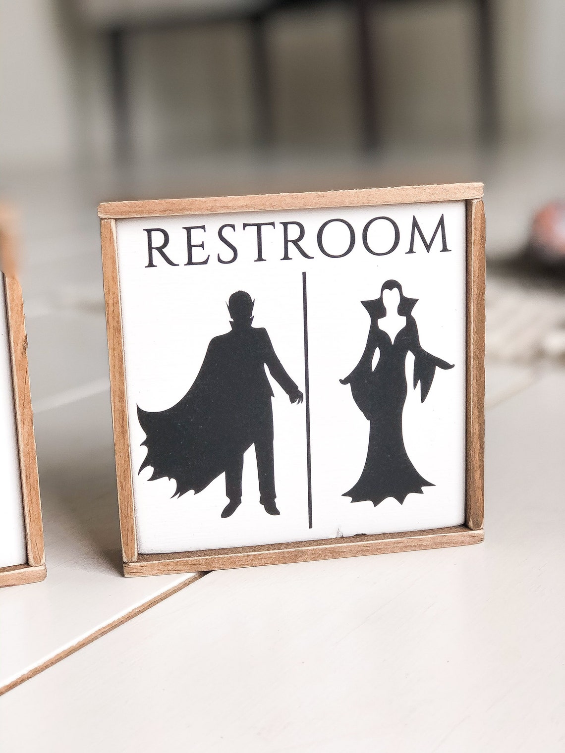 Halloween Decor, RESTROOM Sign, Horror, Farmhouse Sign, Rustic Wood ...