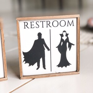 Halloween Decor, RESTROOM Sign, Horror, Farmhouse Sign, Rustic Wood ...