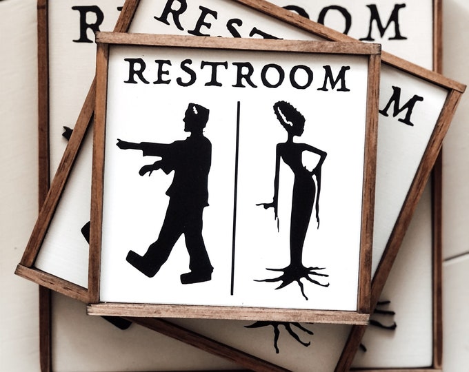 Halloween Decor Restroom Sign Horror Farmhouse Sign - Etsy