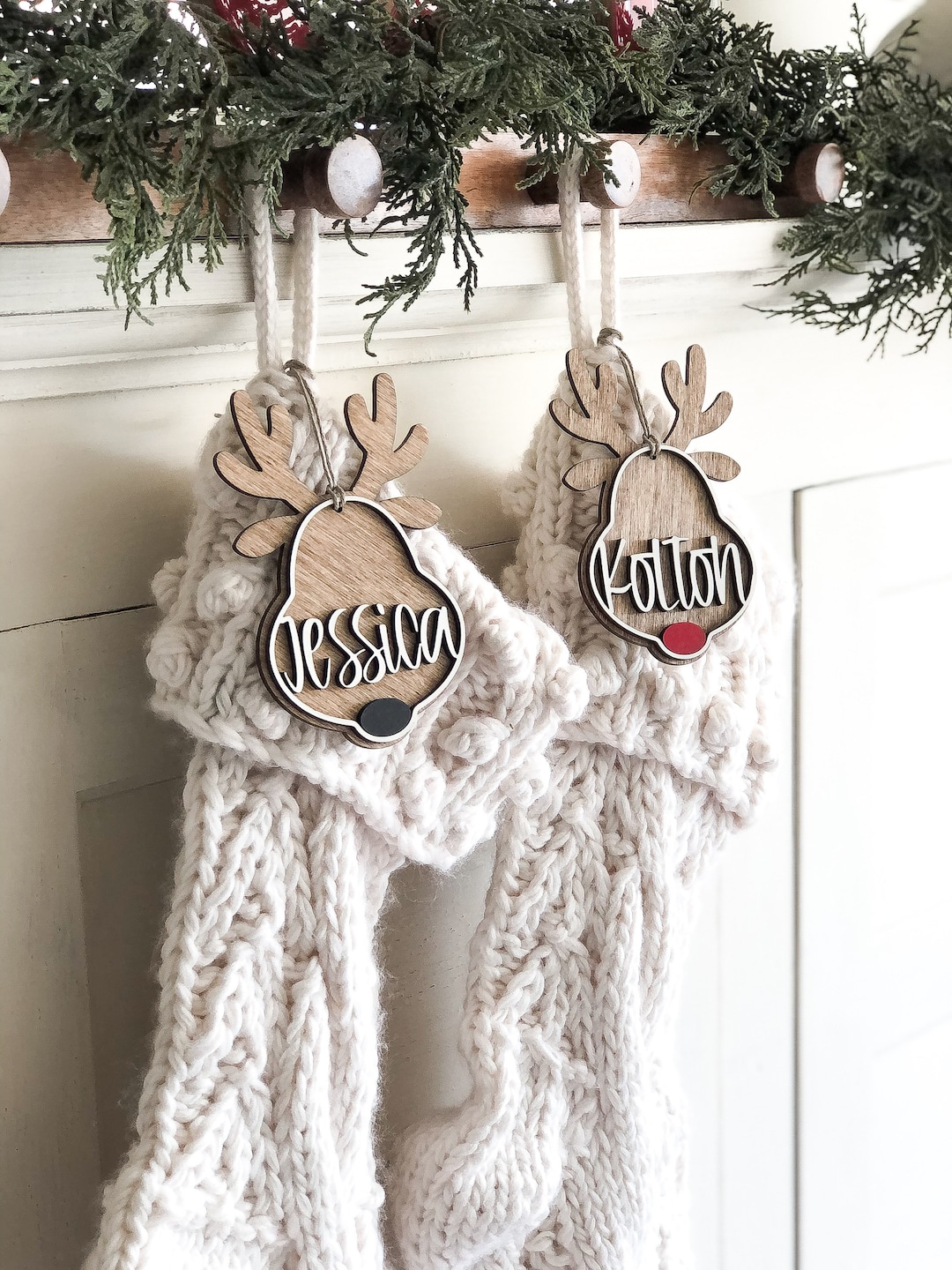Personalized Christmas Decor Stocking Tags / REINDEER Tags ...