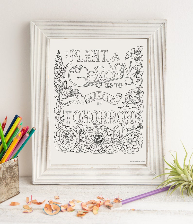 To Plant A Garden Adult Coloring Page - Instant Printable Digital ...