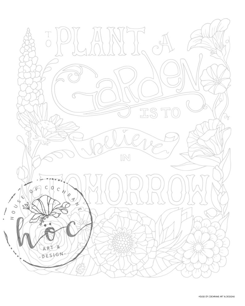 To Plant A Garden Adult Coloring Page - Instant Printable Digital ...