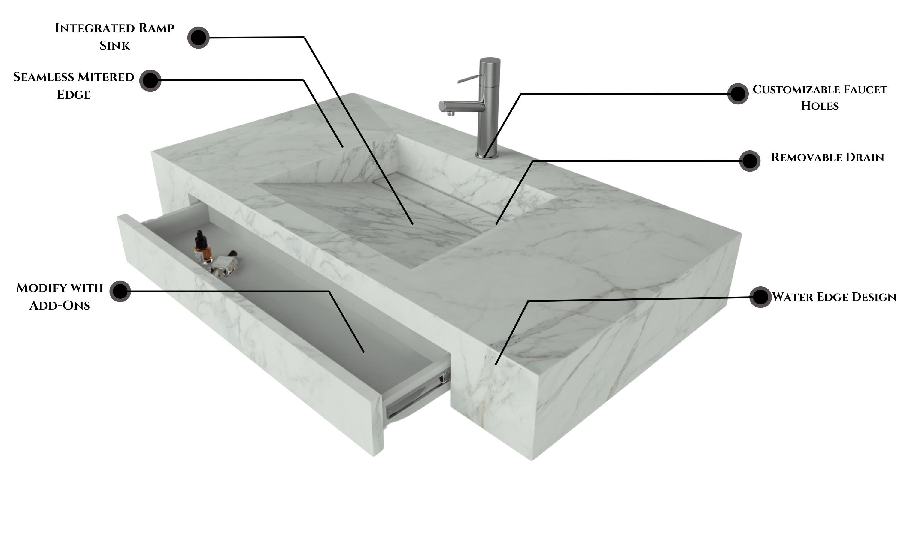 72 Inch Bathroom Double Custom Vanity Sink Quartz Countertop ...
