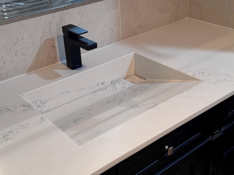 Modern Floating Vanity, Customizable Integrated Sink Vanity, Integrated ...