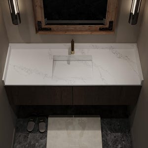 60" Full Ramp Vanity Top for Modern Bathroom | Over Cabinet Countertop ...