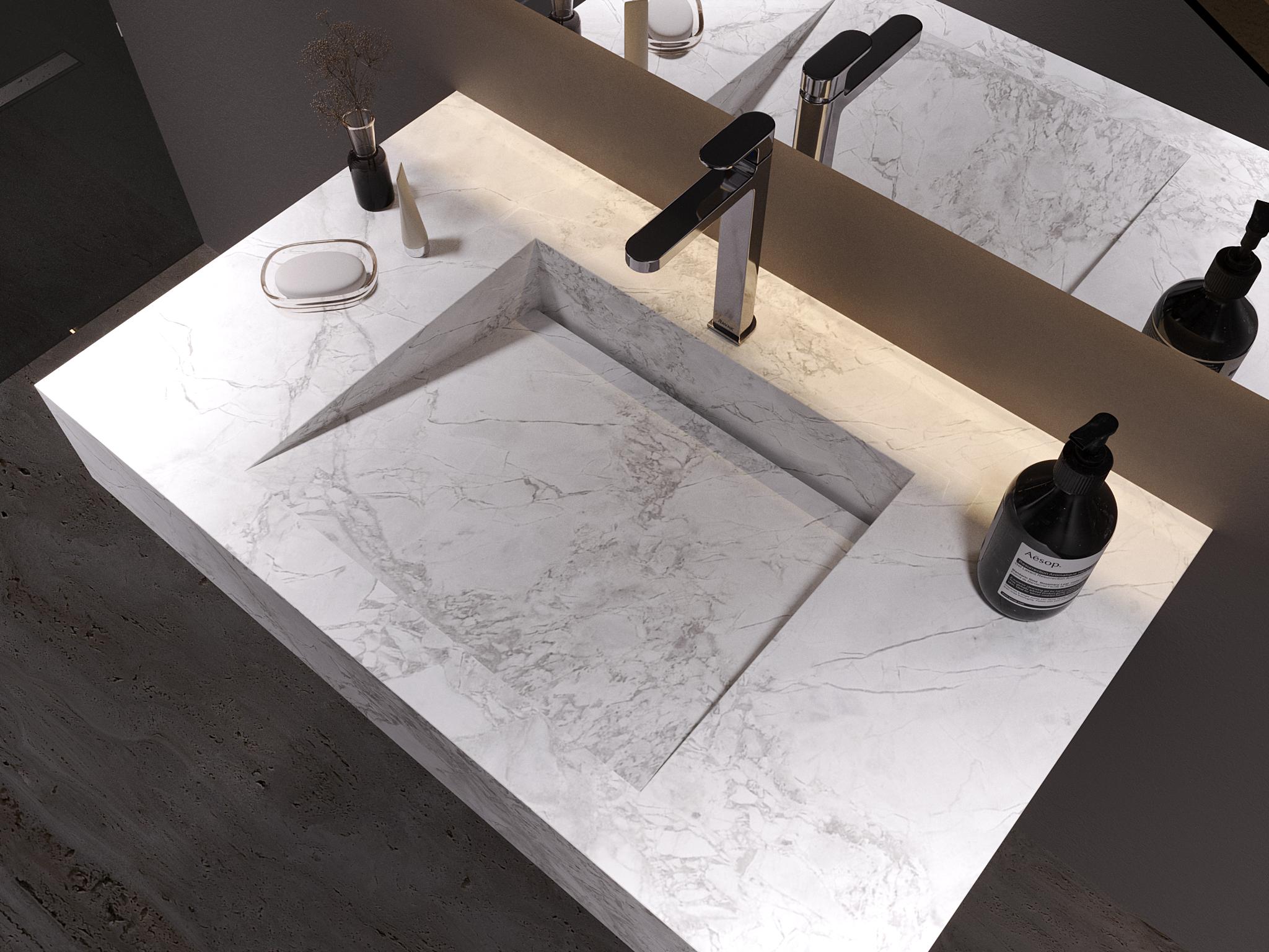 42 Inch Bathroom Vanity, Wall Mounted Ramp Sink, Sink Vanity Floating ...