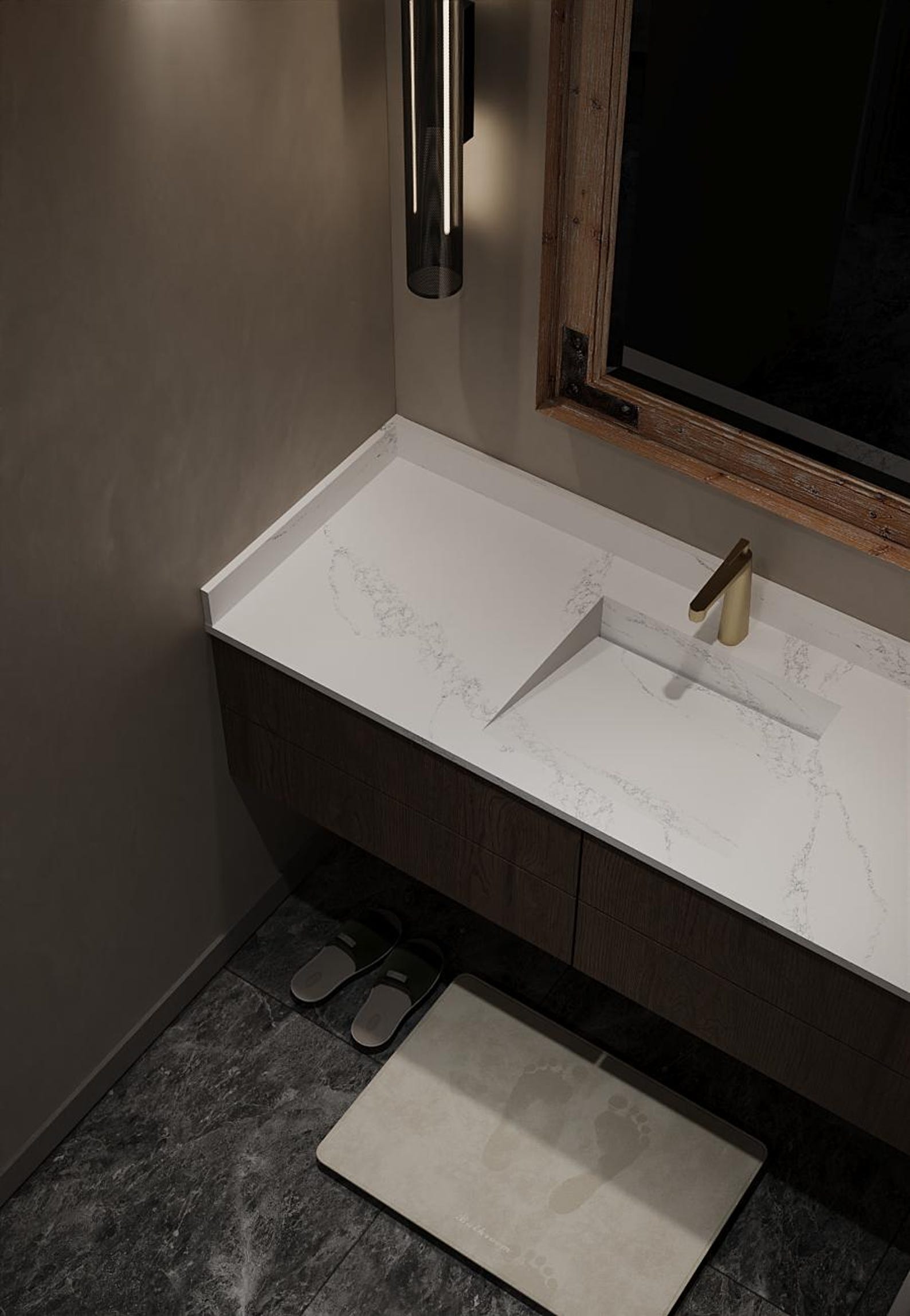 60" Full Ramp Vanity Top for Modern Bathroom | Over Cabinet Countertop ...