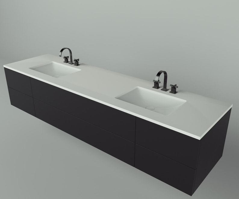 84 Inches Bathroom Vanity, Spacious Custom Fit Large Vanity Tops Over ...