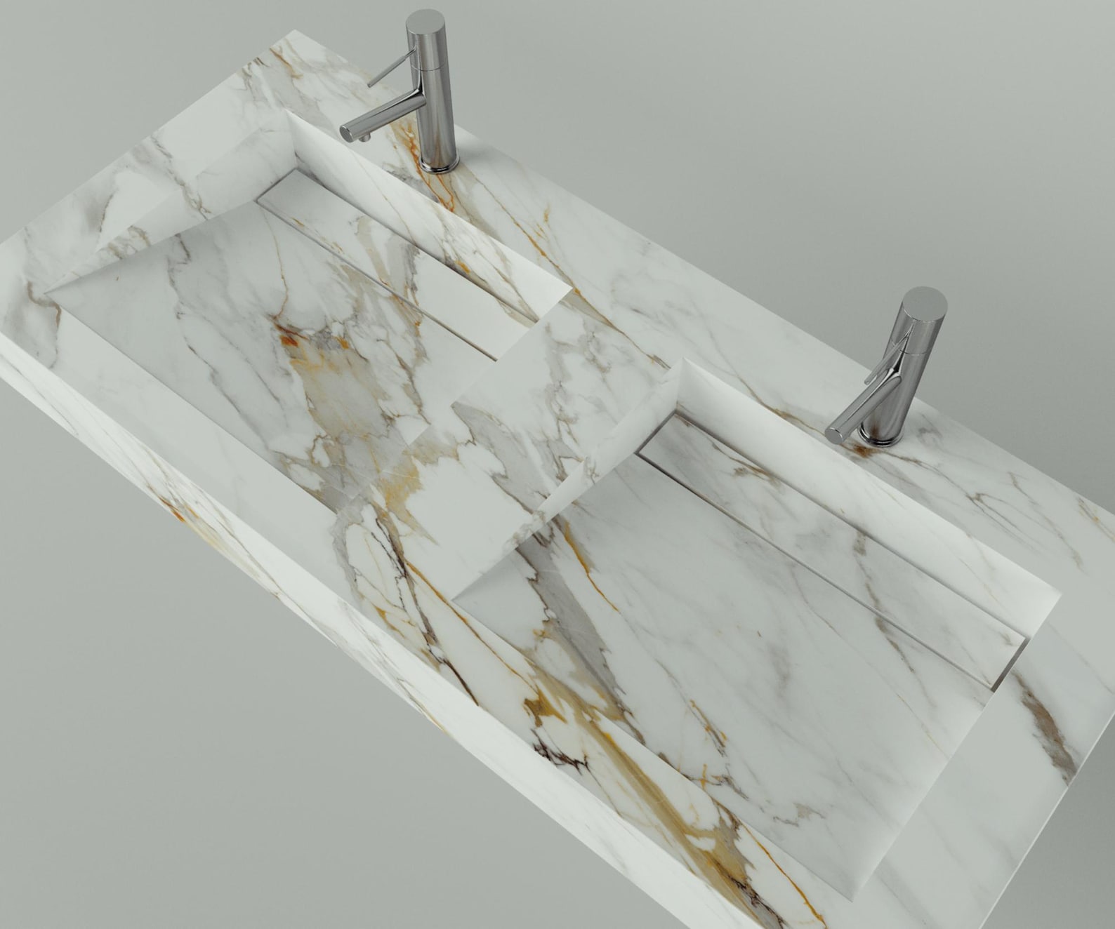 Double Floating Vanity, Customizable Integrated Sink Vanity Top, Quartz ...