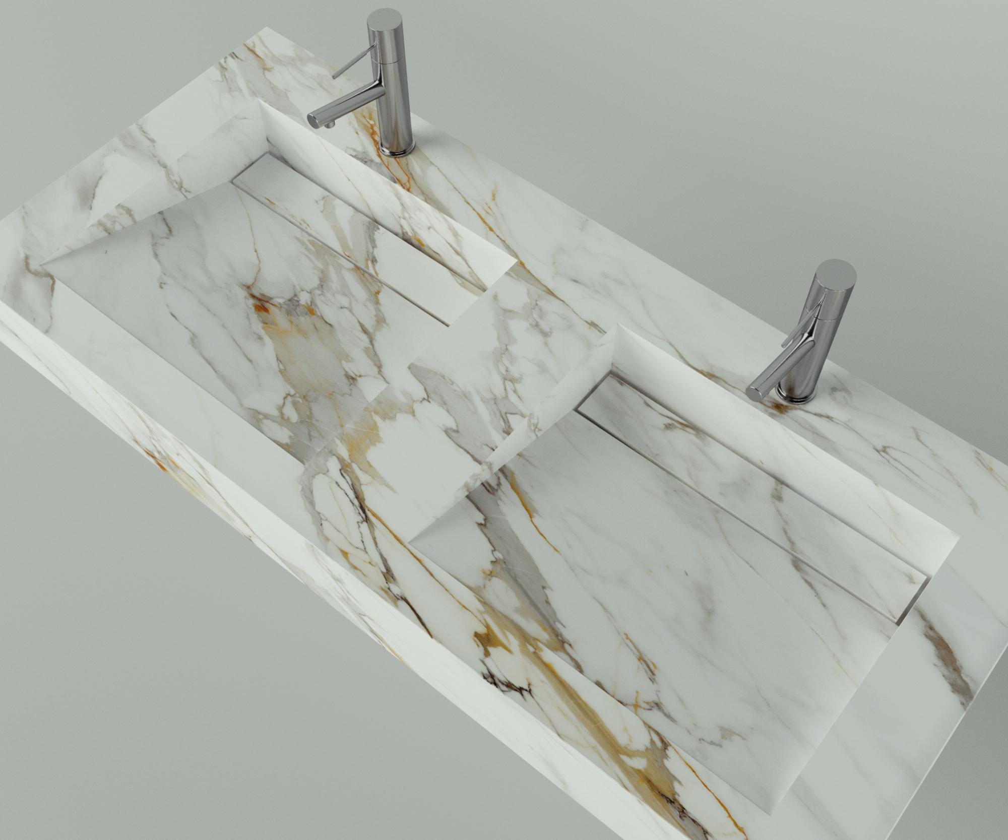 Double Floating Vanity, Customizable Integrated Sink Vanity Top, Quartz ...