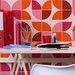 Red Retro Geometric Wallpaper, Abstract Pattern, Peel and Stick ...