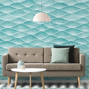 Wavy Self Adhesive Wallpaper, Hand-drawn Abstract Pattern With Tangled ...