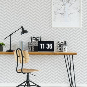 Gray Chevron Wallpaper, Self Adhesive Wallpaper, Geometric Pattern in ...