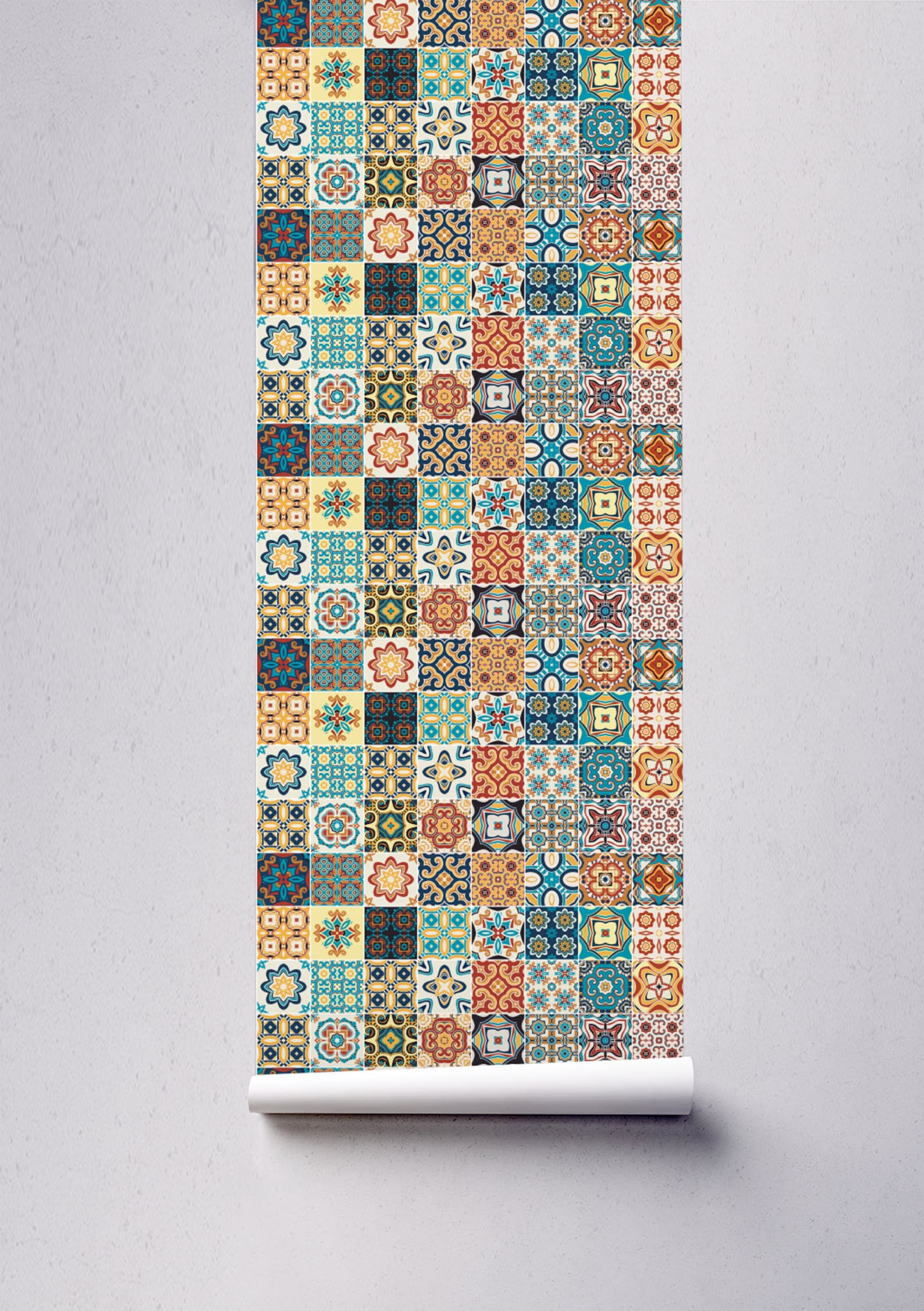 Multi-colored Moroccan Tile Wallpaper Repositionable Peel and | Etsy