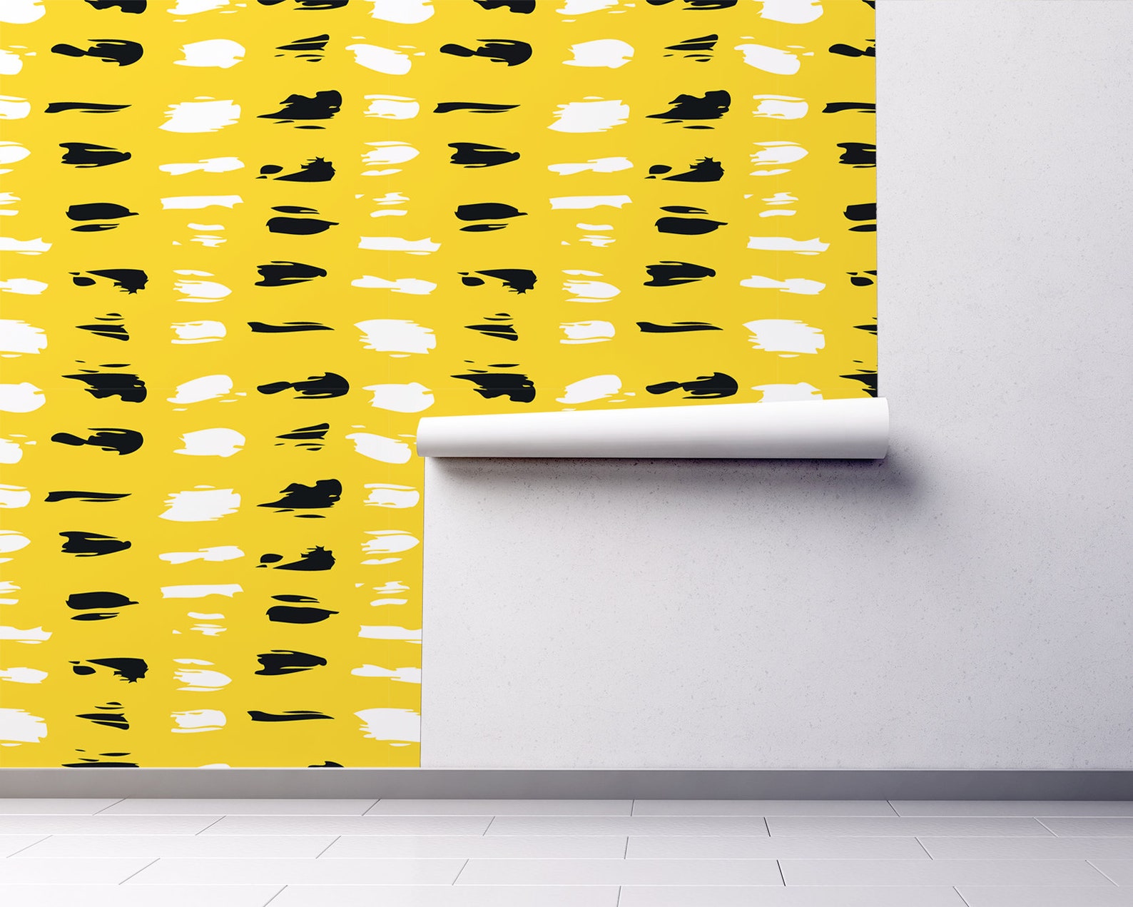 Sunny Yellow Wallpaper Self Adhesive Wallpaper Hand Drawn - Etsy