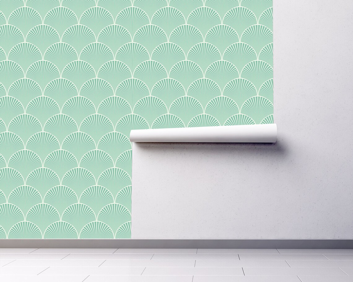 Turquoise Japanese Wallpaper Self Adhesive Wallpaper | Etsy