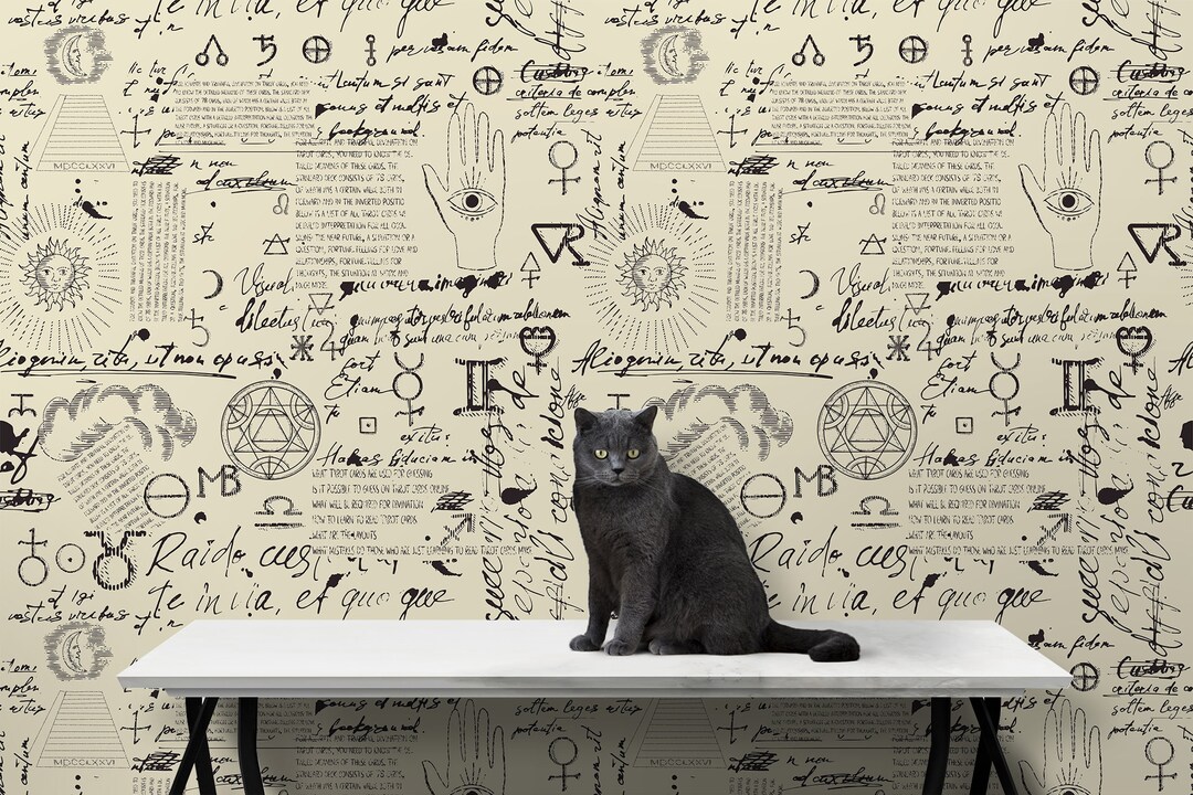 Esoteric Pattern Wallpaper, Sun and Moon, Witchcraft Wallpaper, Peel ...
