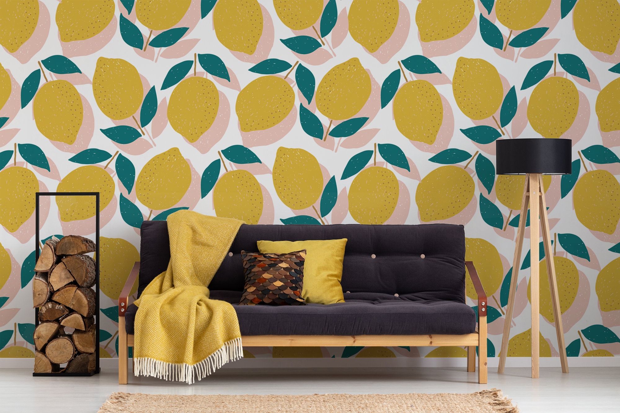 Abstract Lemon Wallpaper Self Adhesive Wallpaper Lemon | Etsy