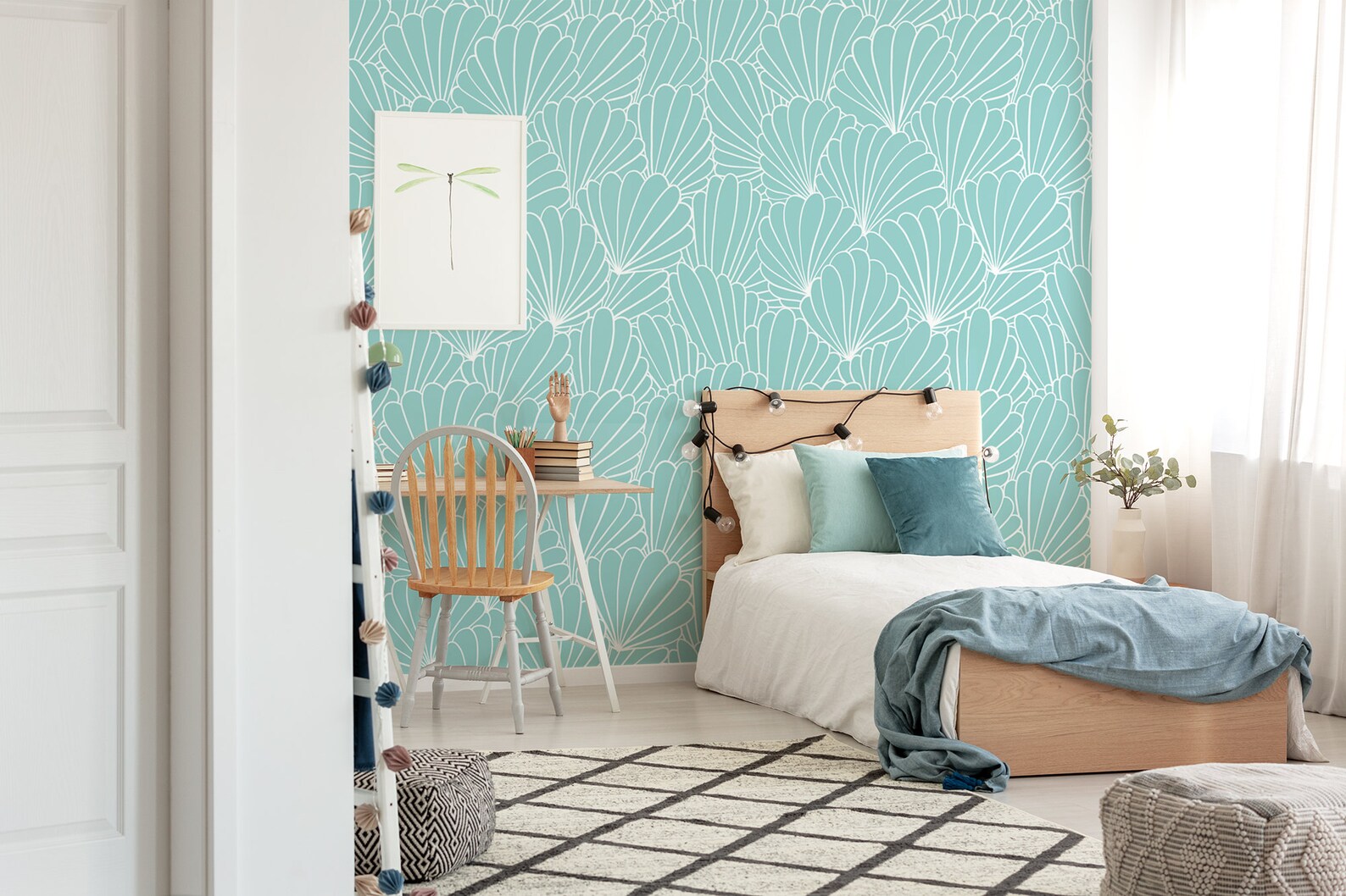 Abstract shells wallpaper self adhesive wallpaper hand drawn | Etsy