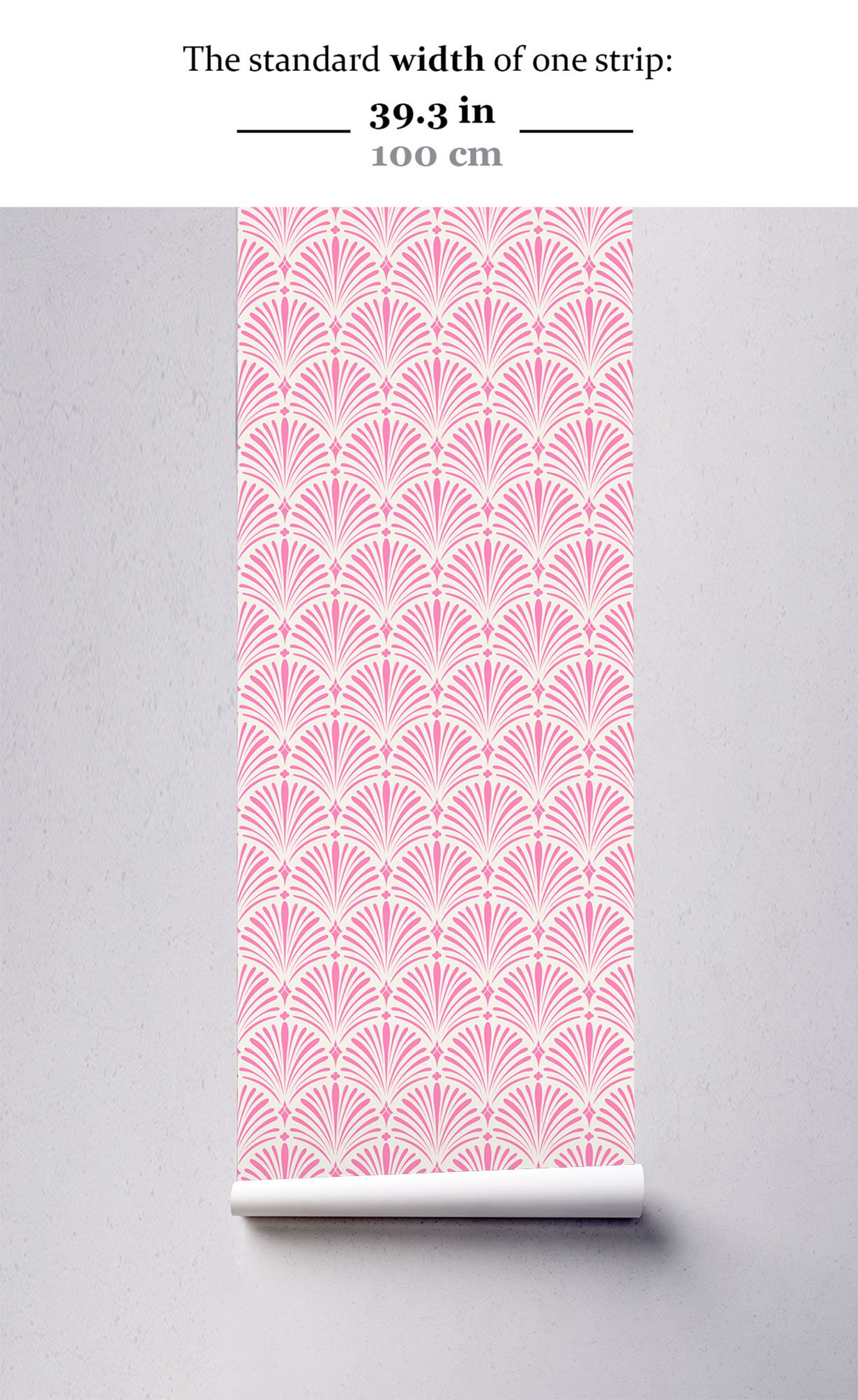 Pink Art Deco Pattern Wallpaper Repositionable Peel and Stick - Etsy