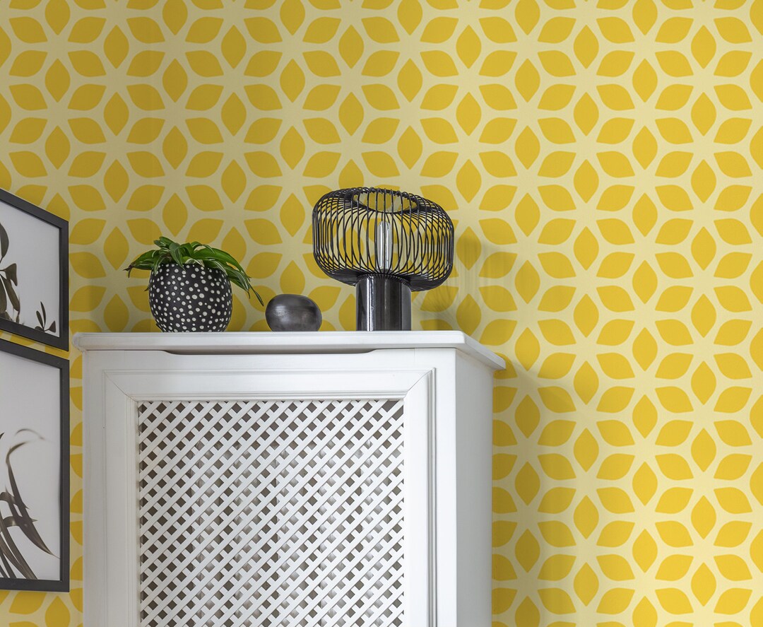 Removable Yellow Wallpaper With Abstract Pattern, Peel and Stick Wall ...