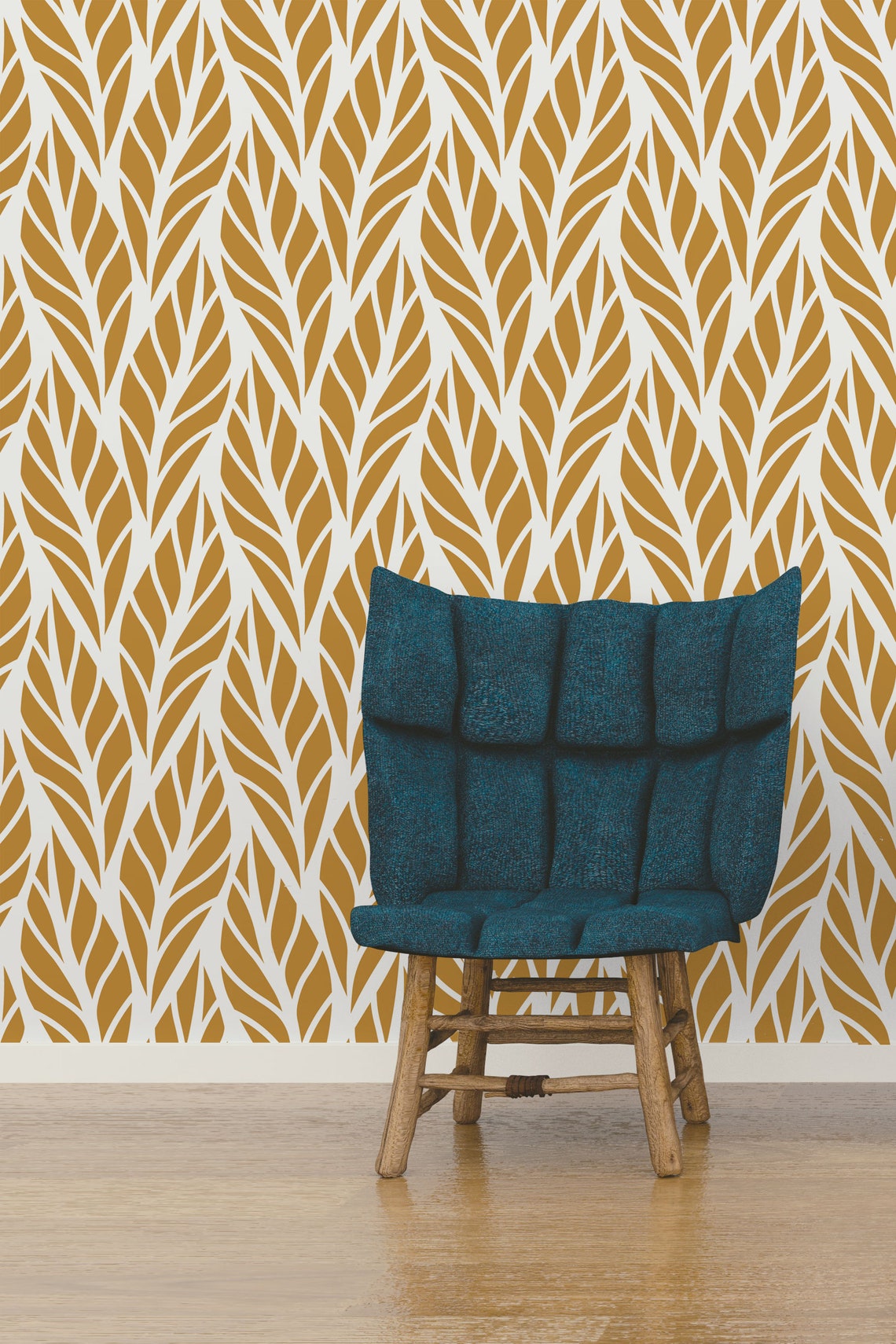 Feuilles géométriques papier peint amovible pelure et mur de | Etsy