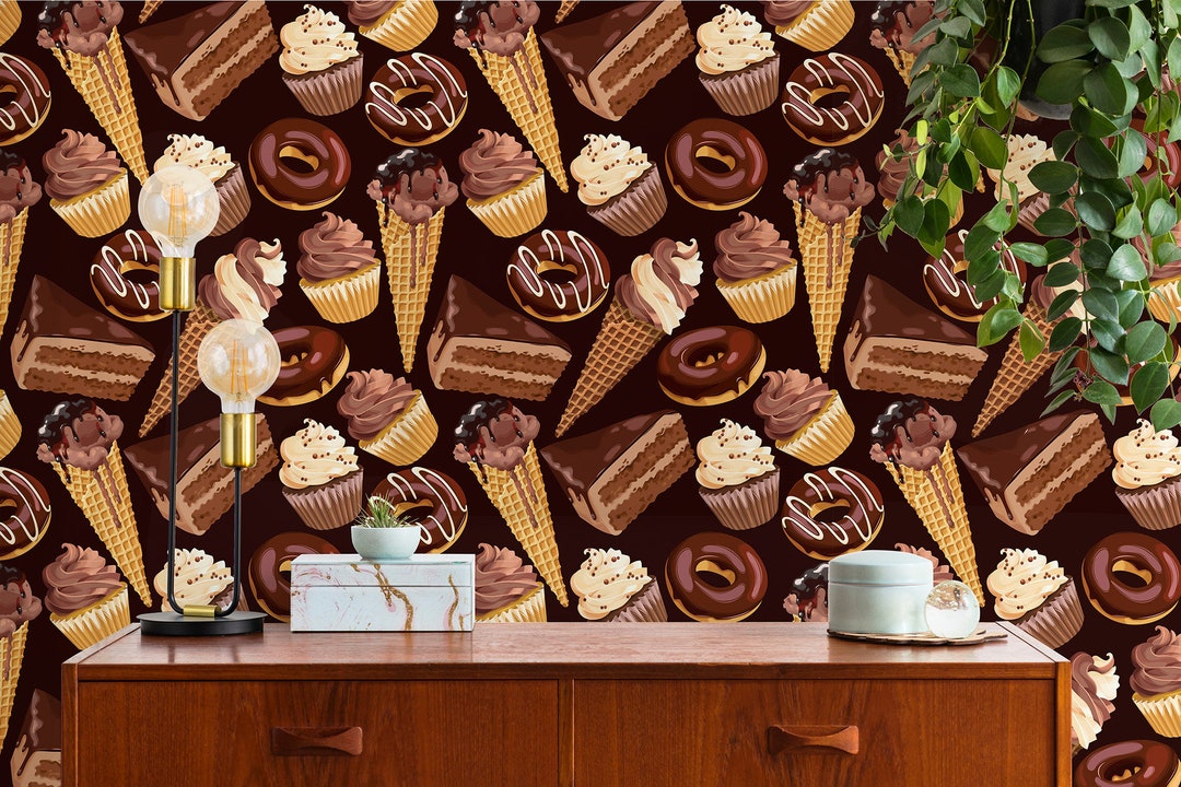 Chocolate Sweets Wallpaper, Dark Wallpaper, Wall Mural, Peel and Stick ...