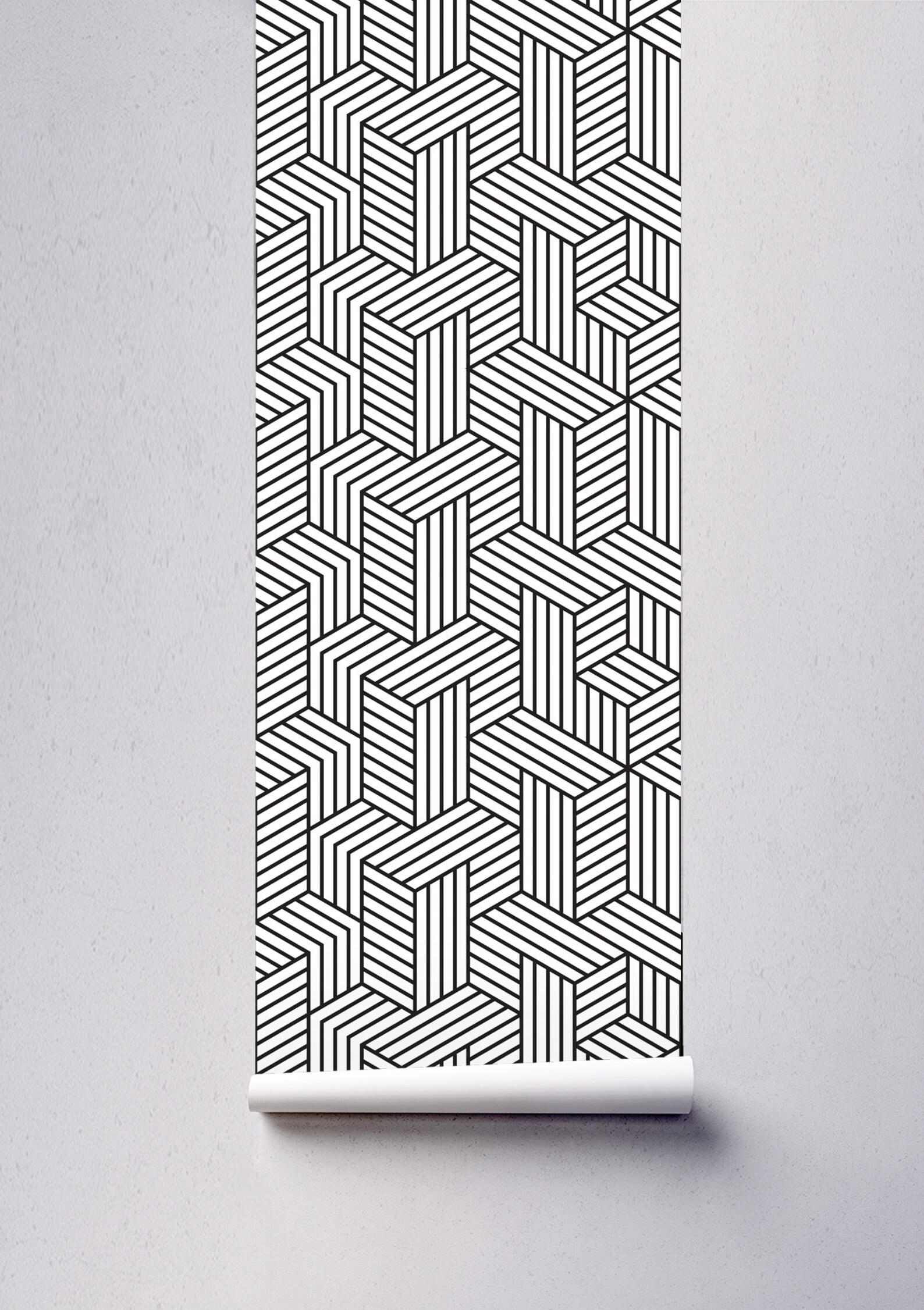 Black Lines Wallpaper Black and White Pattern Peel and Stick | Etsy