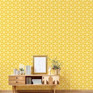 Removable Yellow Wallpaper With Abstract Pattern, Peel and Stick Wall ...