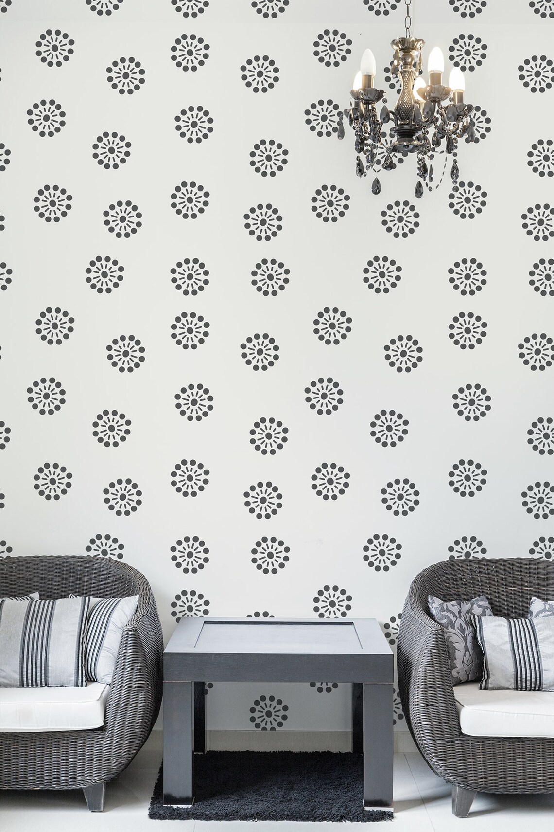 Minimalistic Wallpaper With Floral Pattern Peel and Stick | Etsy