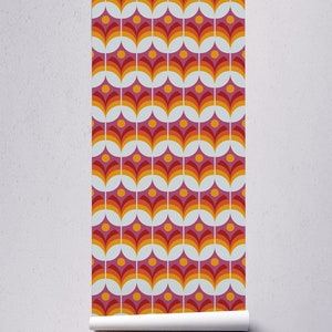 70s Wallpaper, Retro Geometric Wallpaper, Mid-century Wallpaper, Peel ...