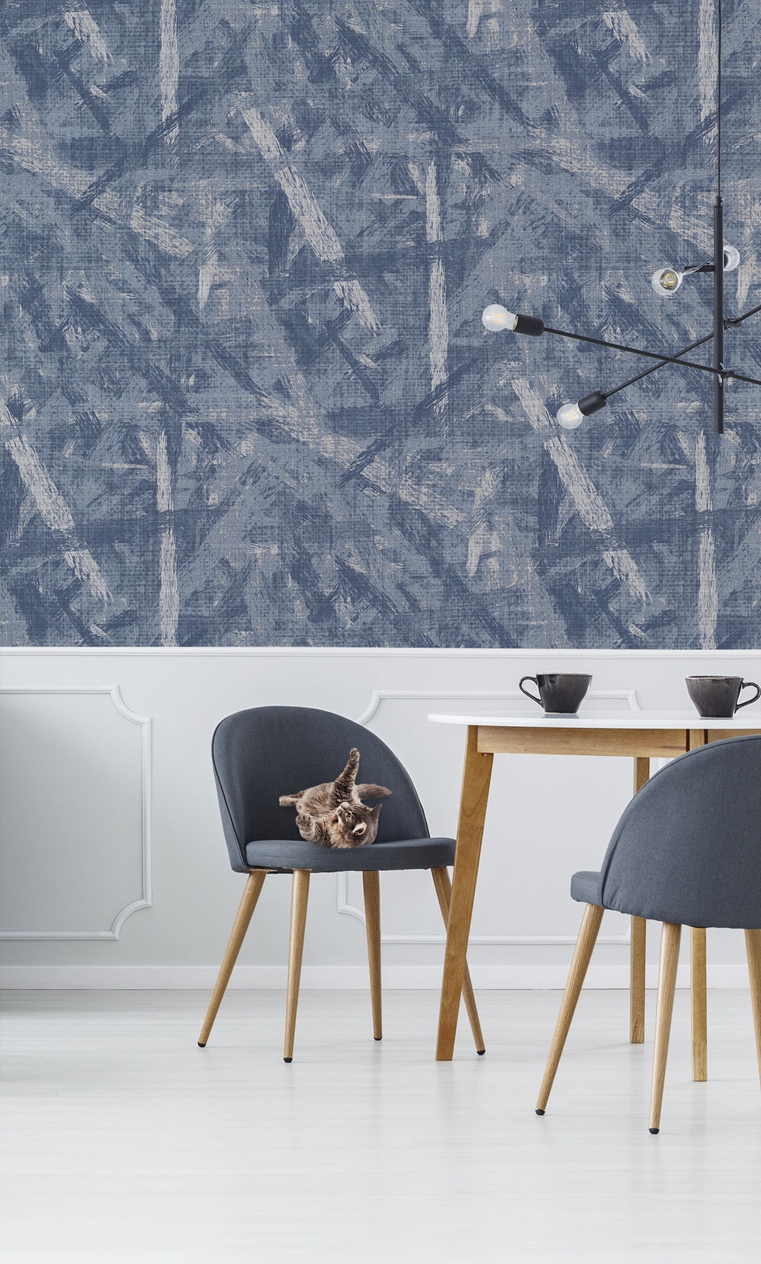Abstract Blue Wallpaper, Repositionable Peel and Stick Wallpaper ...