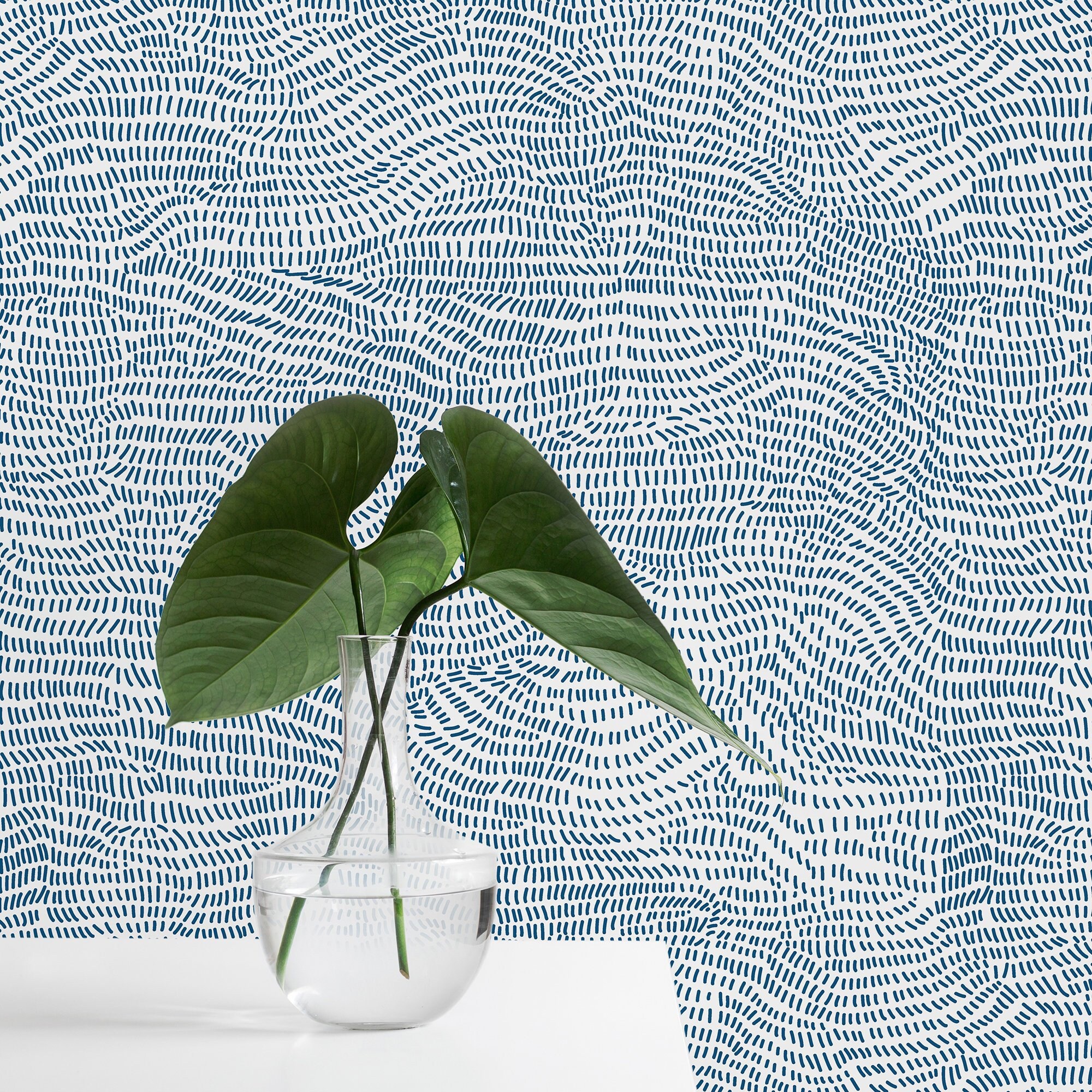 Abstract Self Adhesive Wallpaper Hand Drawn Pattern With Blue | Etsy