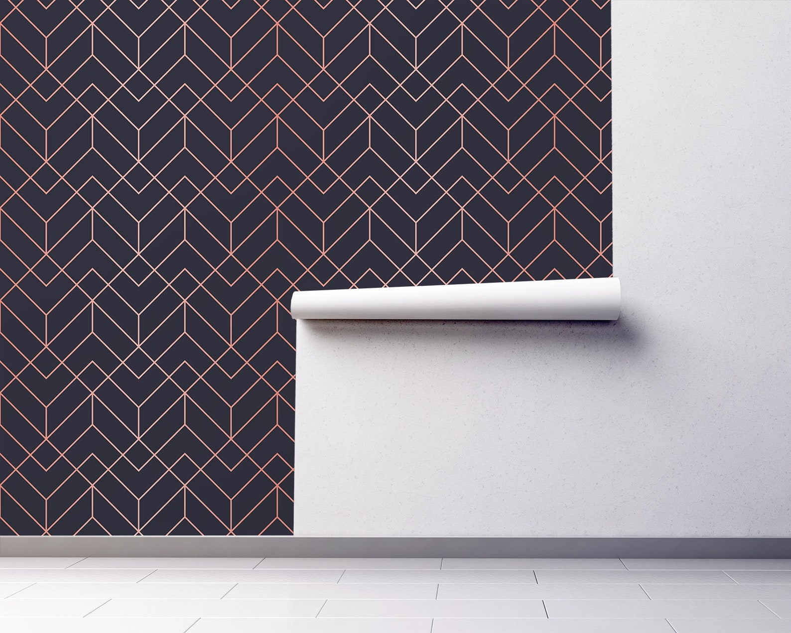 Vintage Geometric Wallpaper, Peel and Stick Wall Mural With Elegant ...