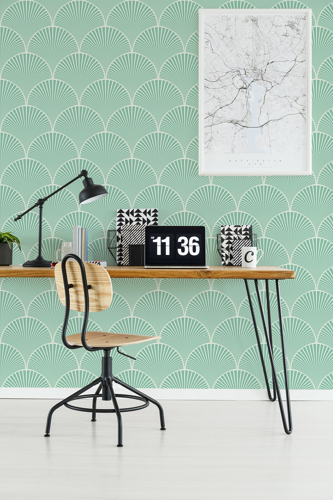 Turquoise Japanese Wallpaper Self Adhesive Wallpaper | Etsy