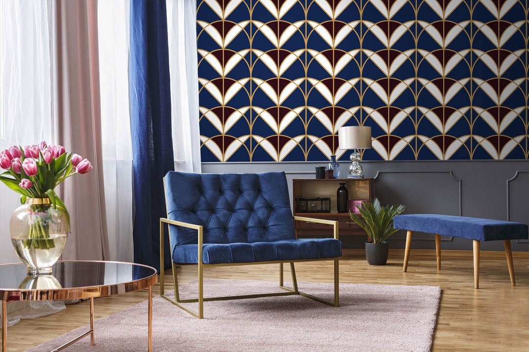 Art Deco Wallpaper, Arches Pattern Wallpaper, Peel and Stick, Dark ...