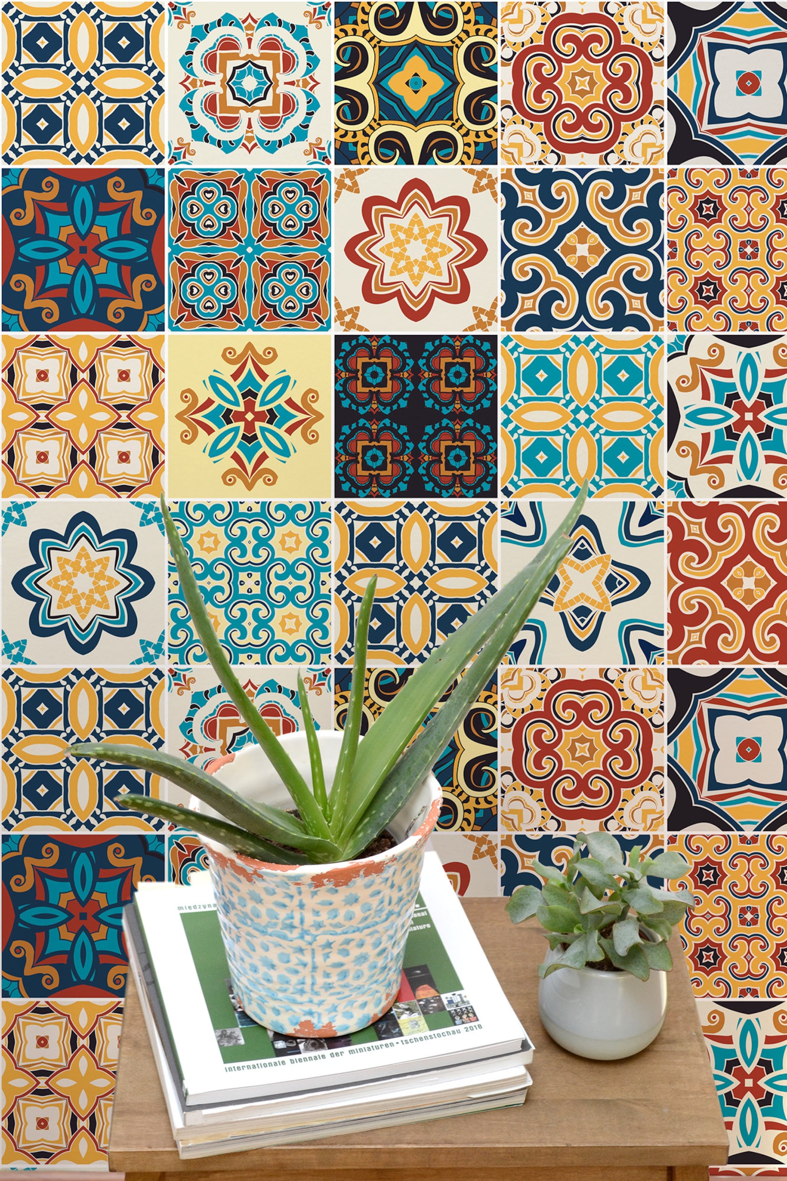 Multi-colored Moroccan Tile Wallpaper Repositionable Peel and - Etsy