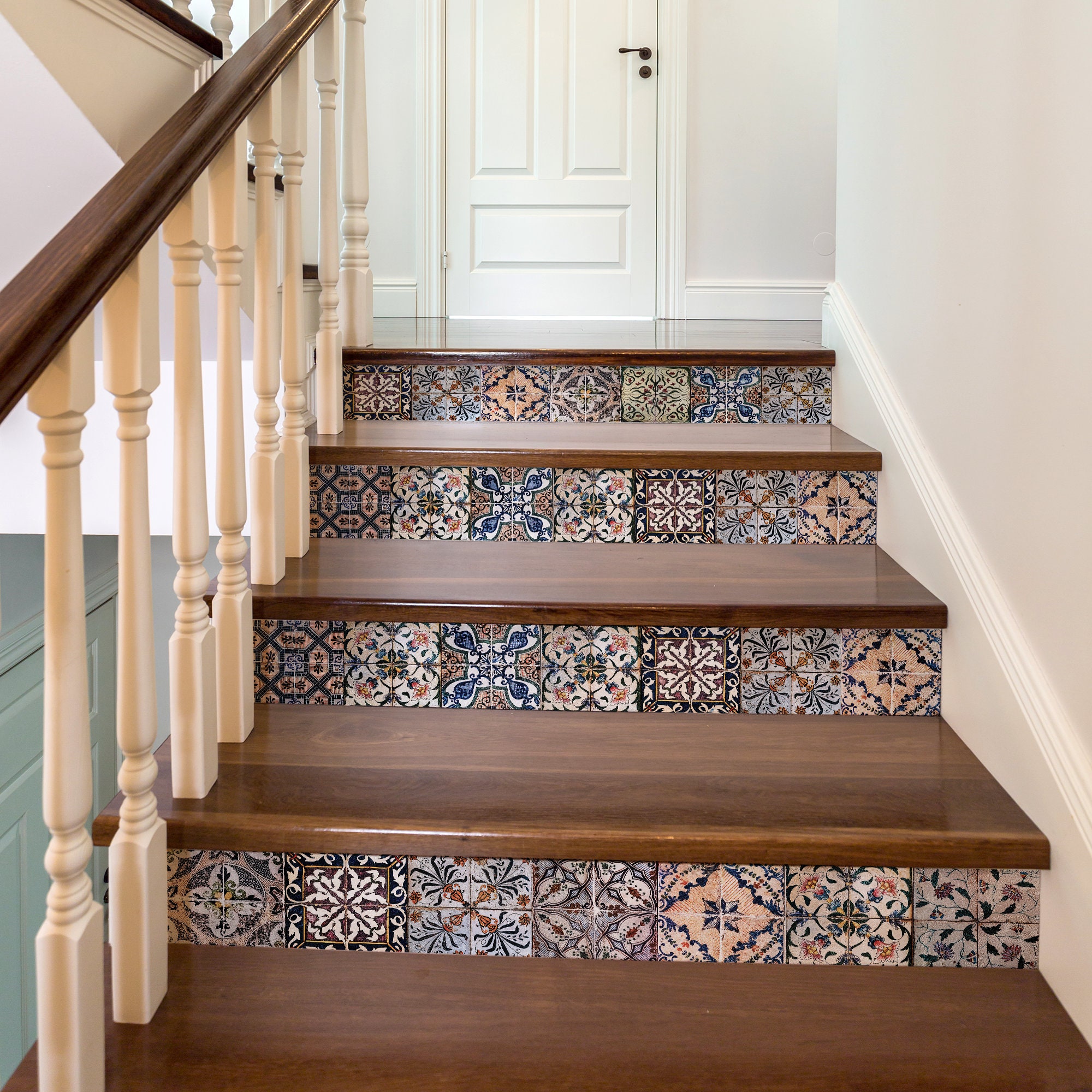 Removable Stair Riser Decals 10 Stickers Set Moroccan Tiles | Etsy