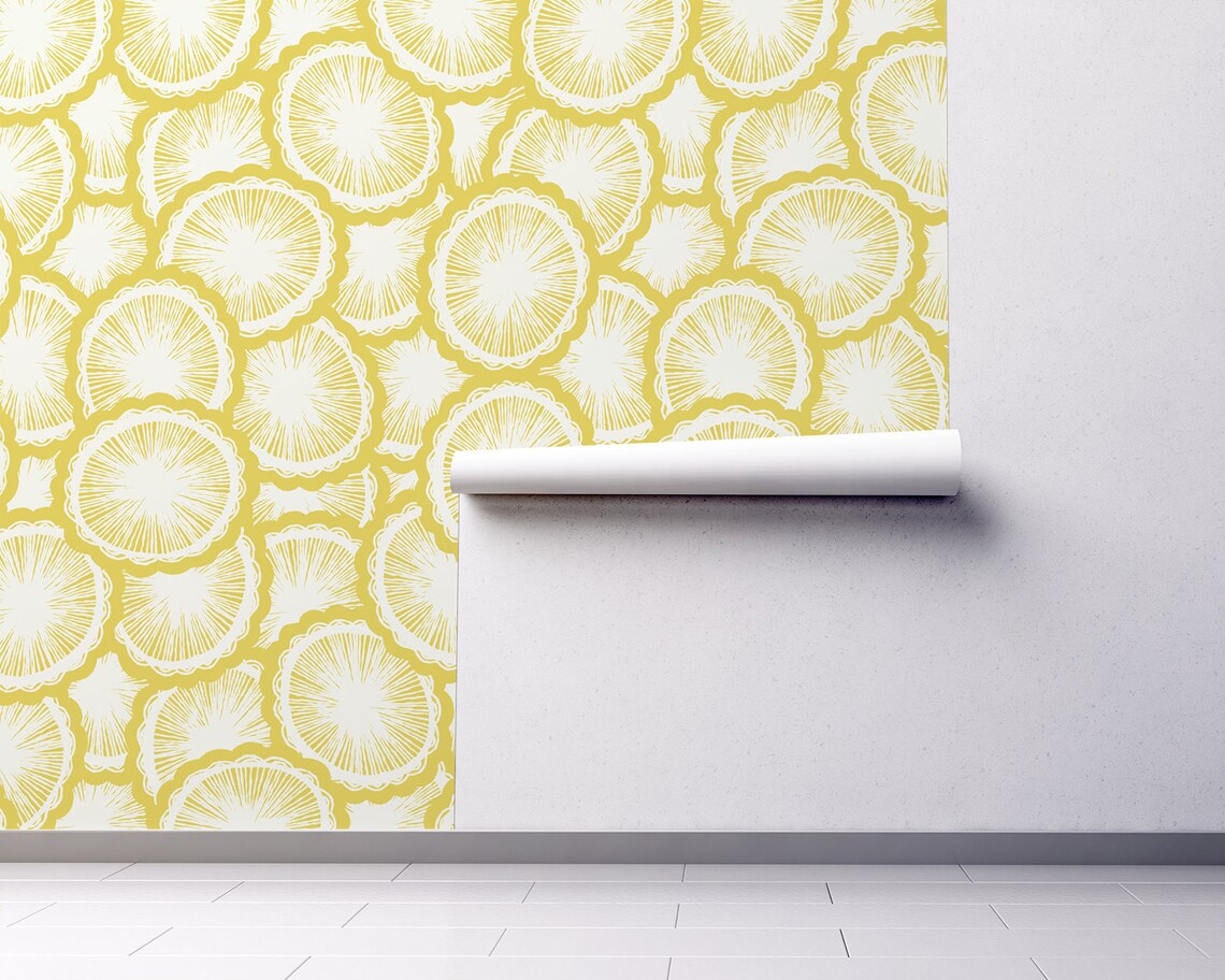 Lemon Wallpaper Self Adhesive Wallpaper Pattern With Yellow | Etsy
